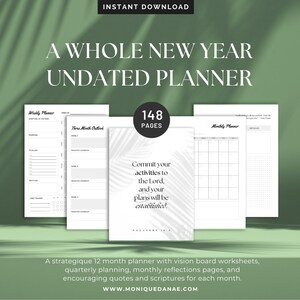 Undated Digital Planner Minimal Tropical Aesthetic 2024 Planner ...