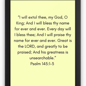 Bible Verse Print Psalm 145:1-3 - Etsy