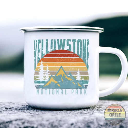 Yellowstone National Park Mug Camping Gift Rustic Enamel - Etsy