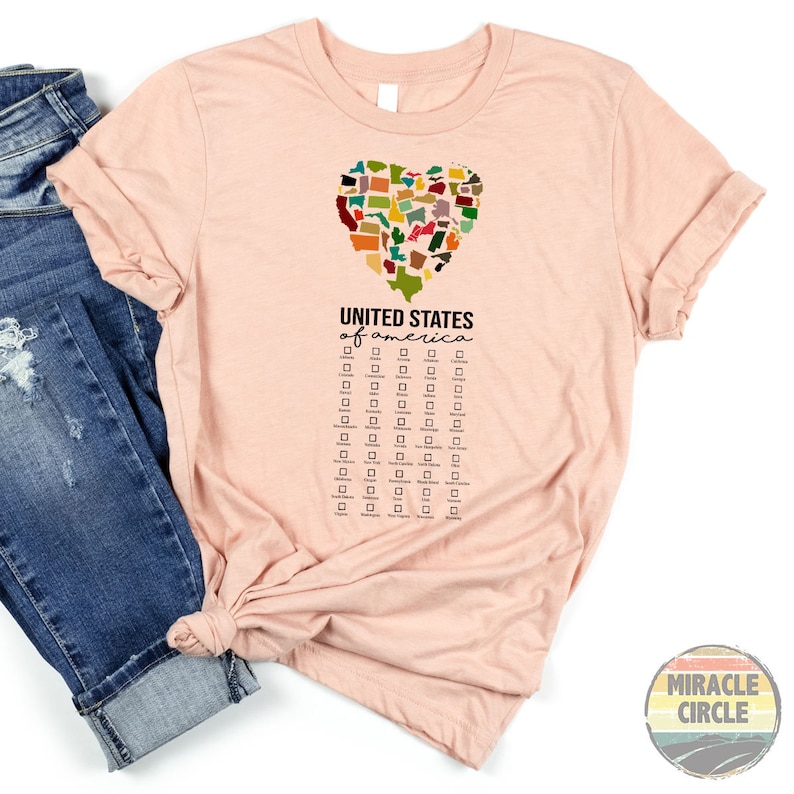 United States of America Checklist Shirt USA Travel US - Etsy