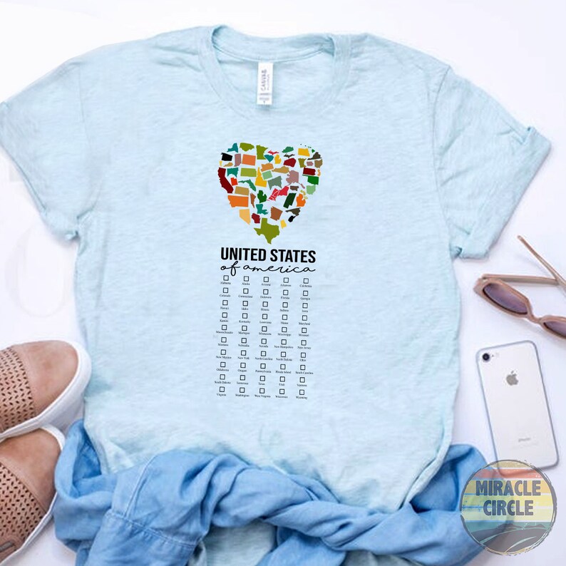 United States of America Checklist Shirt USA Travel US - Etsy