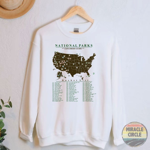 63 National Park Map Checklist Sweatshirt All 63 US National - Etsy