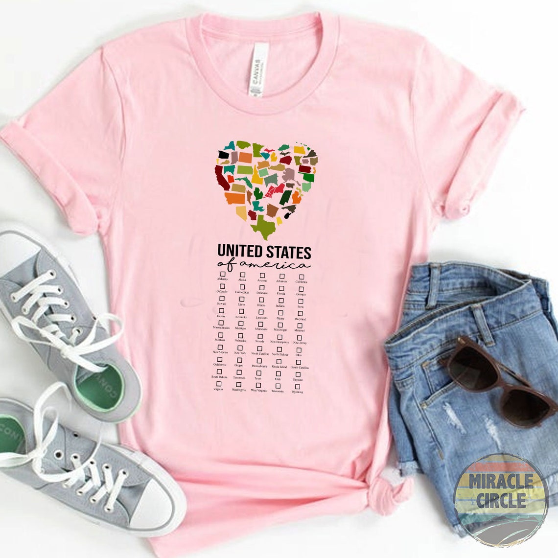 United States of America Checklist Shirt USA Travel US - Etsy