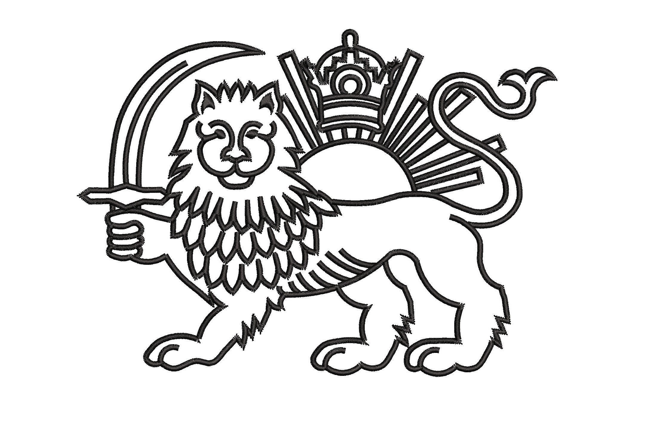 Persian Empire Pride Iran Flag Lion Symbol Minimal Embroidery Digital ...