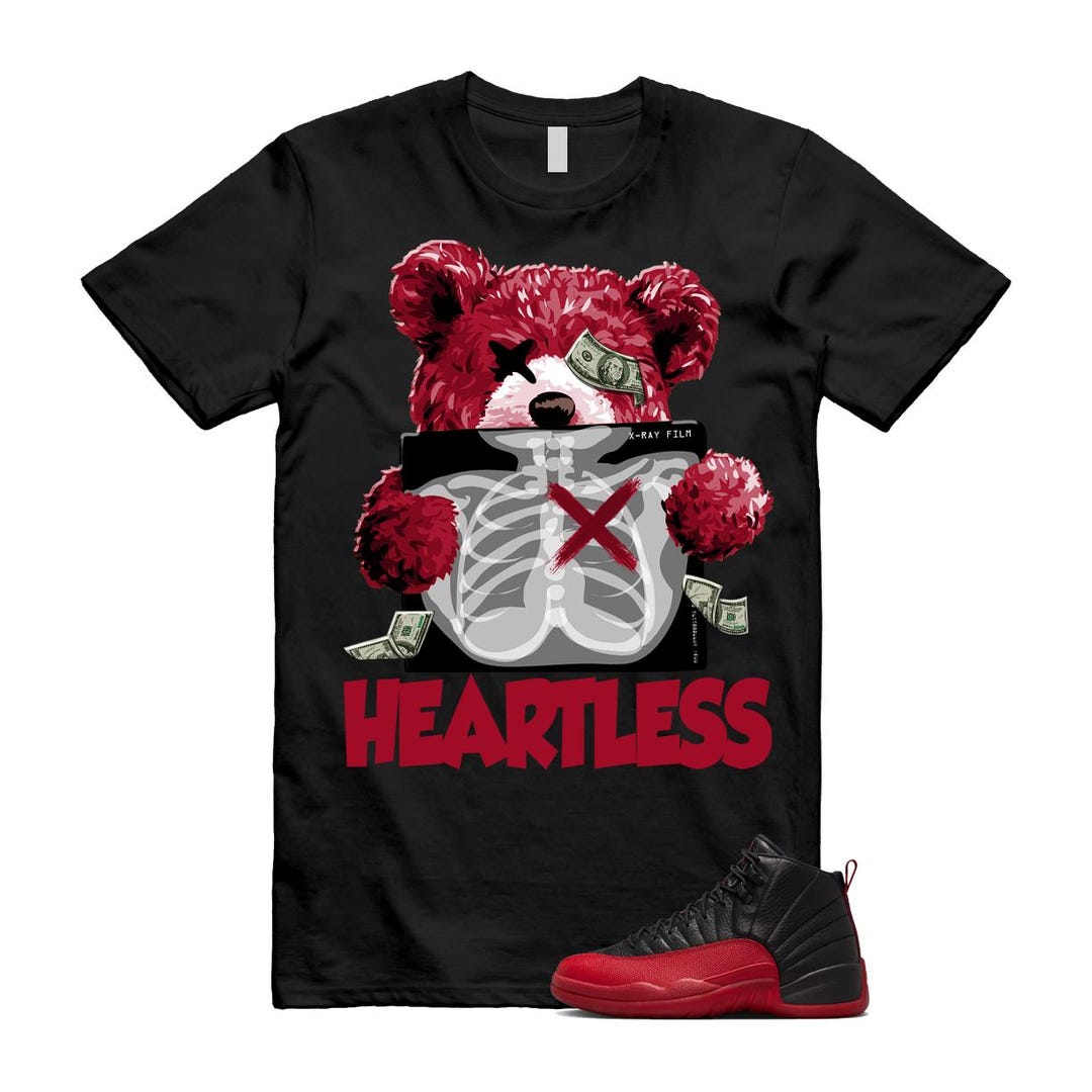 12 Flu Game 2025 Black Varsity Red T Shirt Match HEART - Etsy