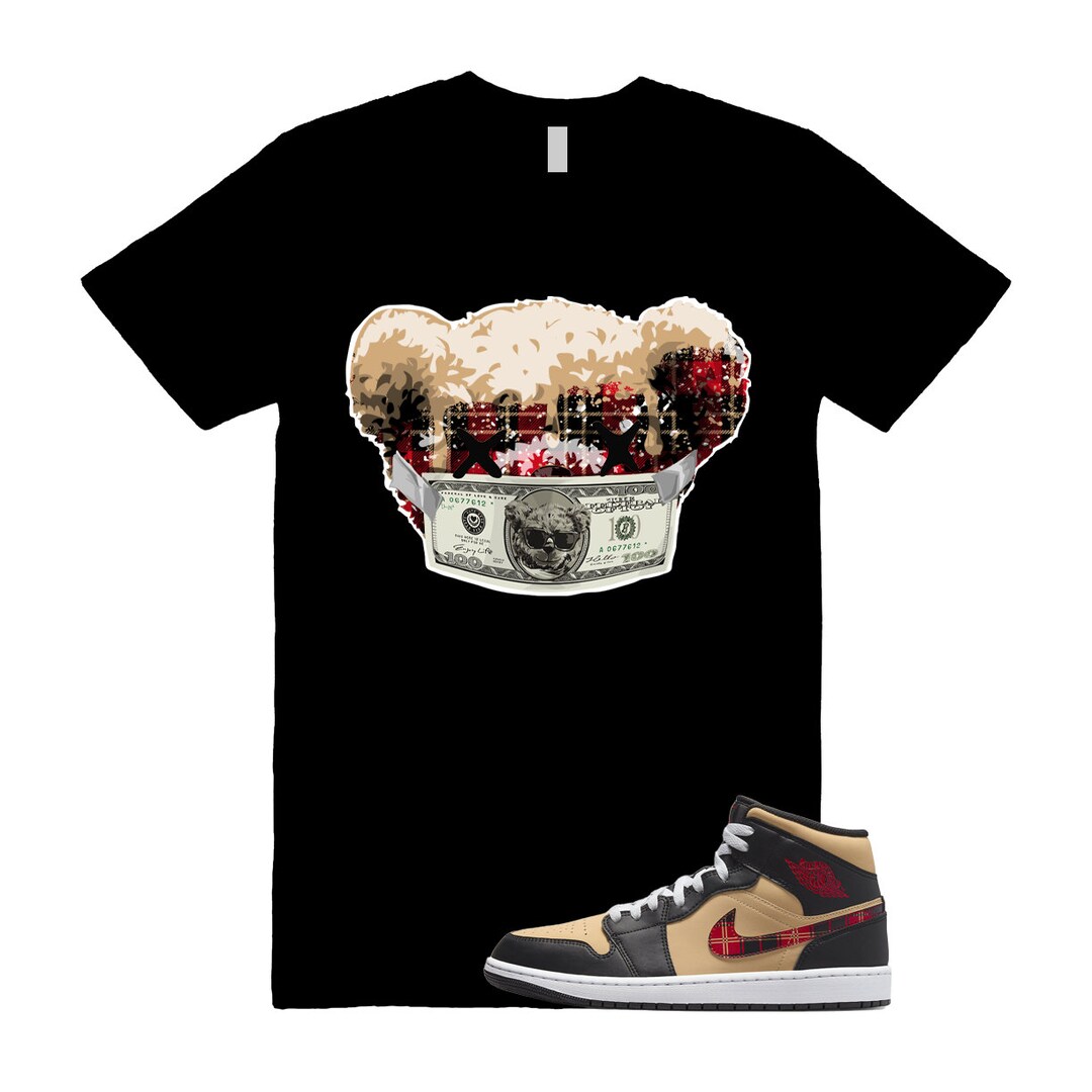 SIL T Shirt to Match J 1 Mid Tartan Tan Black Red Plaid Sesame Fire Hoodie - Etsy