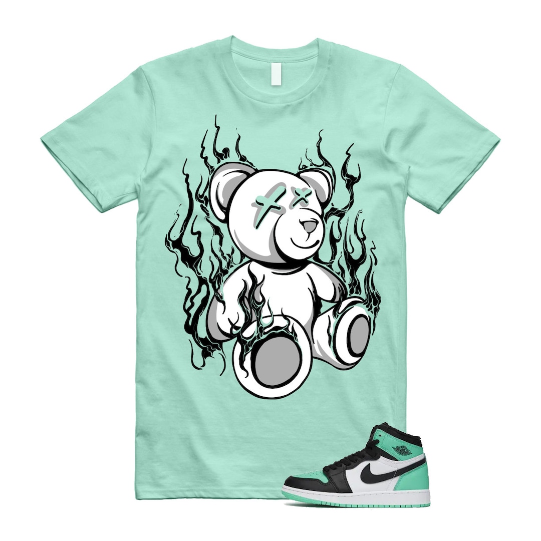 Green Glow 1 Retro High OG White Black Mint T Shirt Match LIT - Etsy