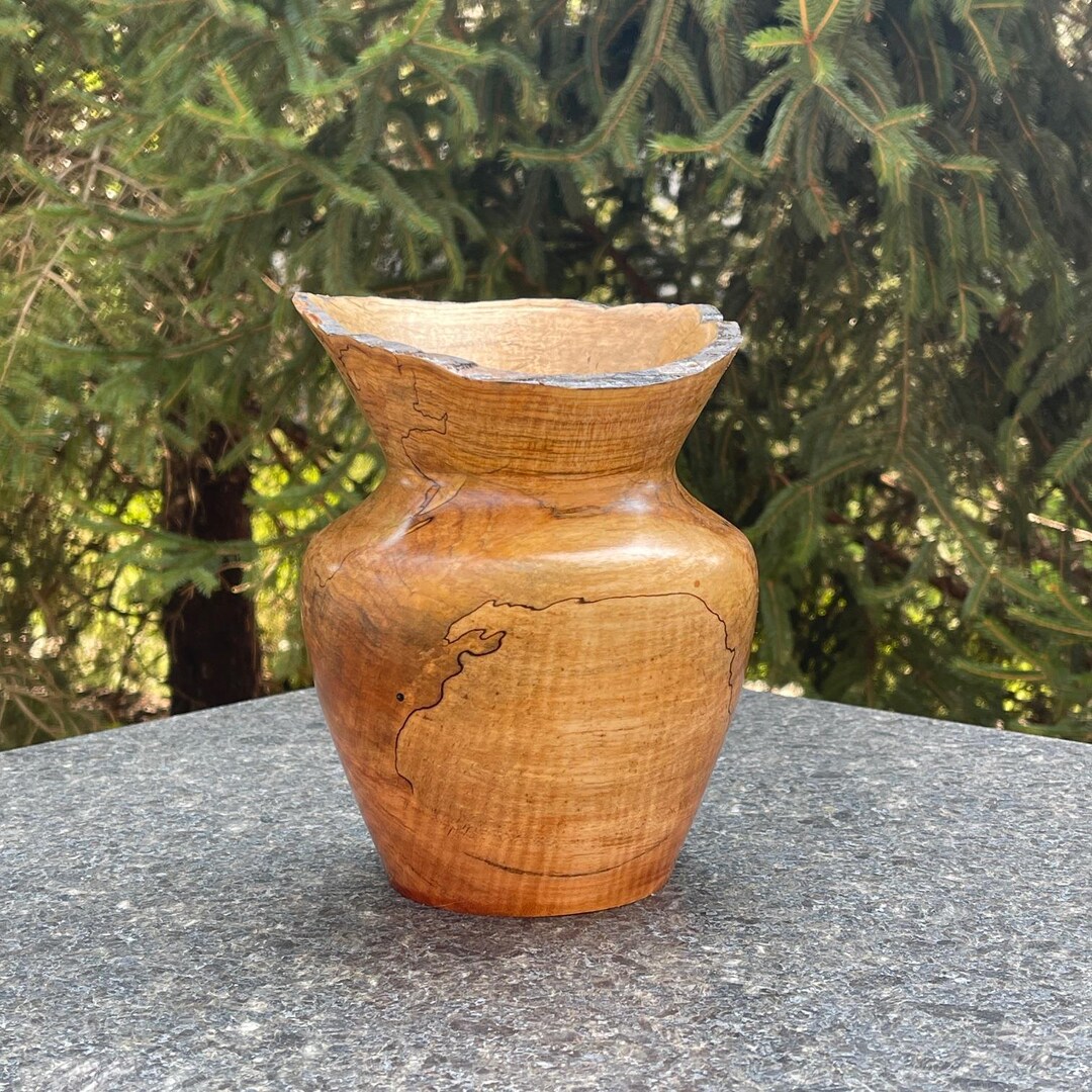 Spalted Maple Wood Vase Hand Turned Vase Wood Turned Hand Crafted Home ...