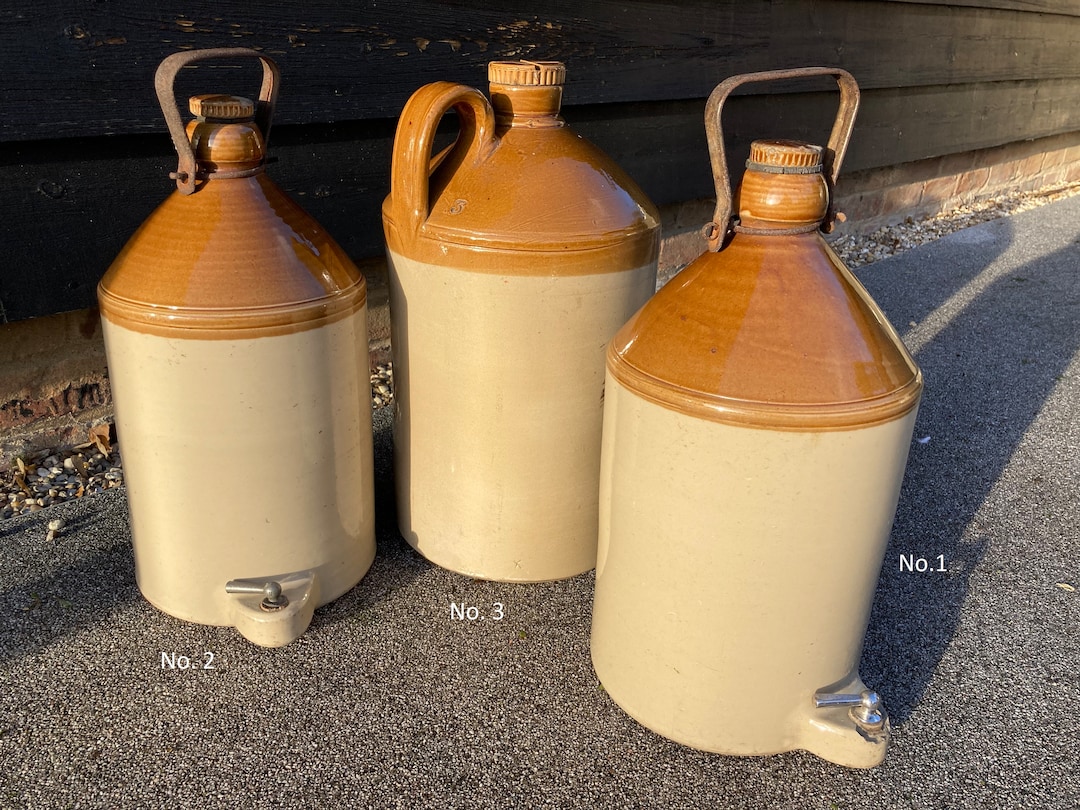 Large & Medium Glazed Earthenware Flagons 1940 Pearson and Son - Etsy UK