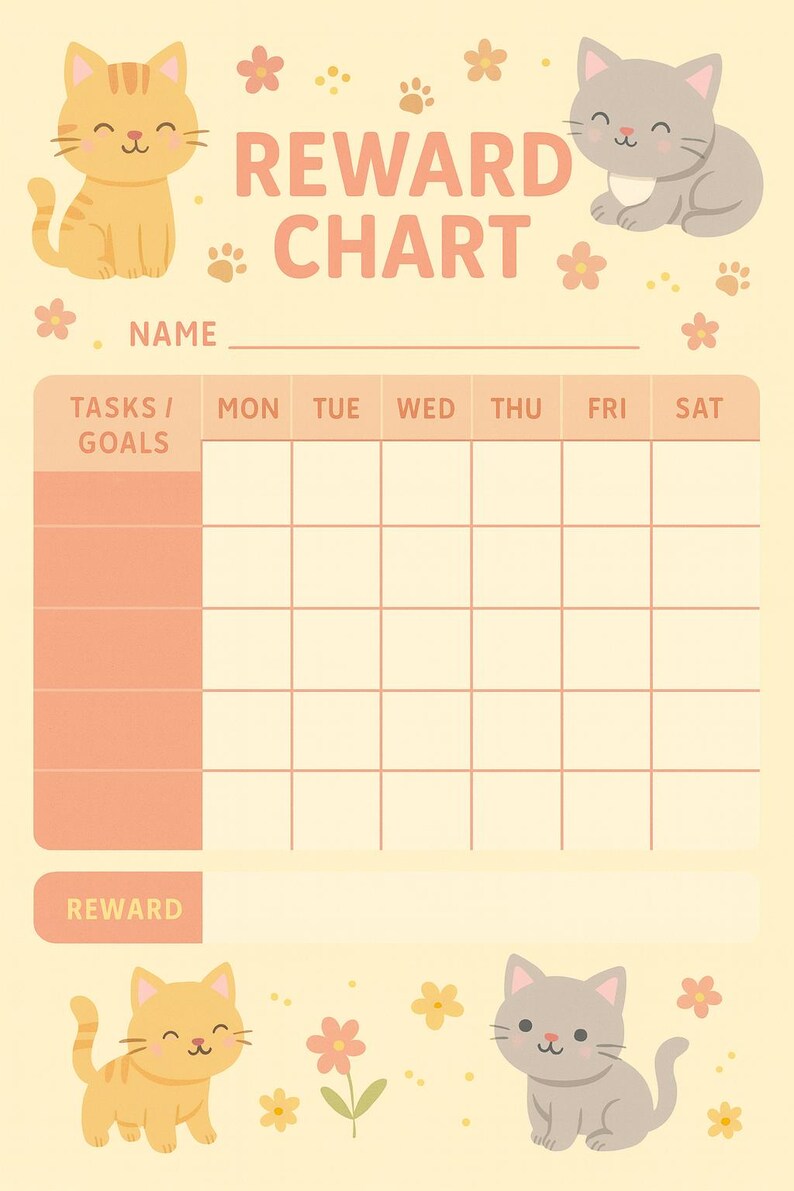 A Kitten Chore/reward Chart PDF - Etsy