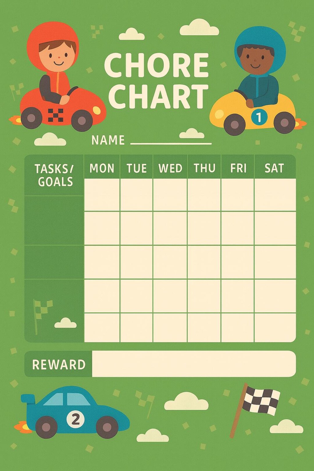 A Car Chore/reward Chart PDF - Etsy
