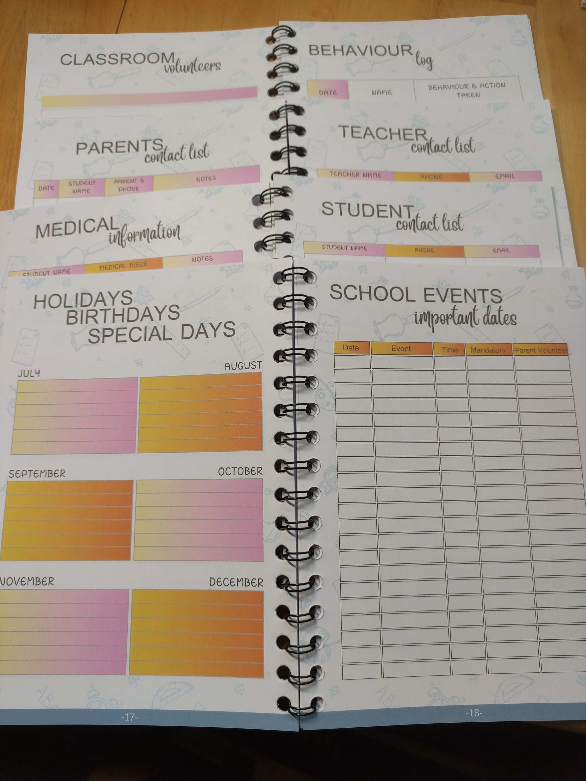 A5 Teacher Planner Lesson Notebook Daily Organiser Productivity Spiral ...