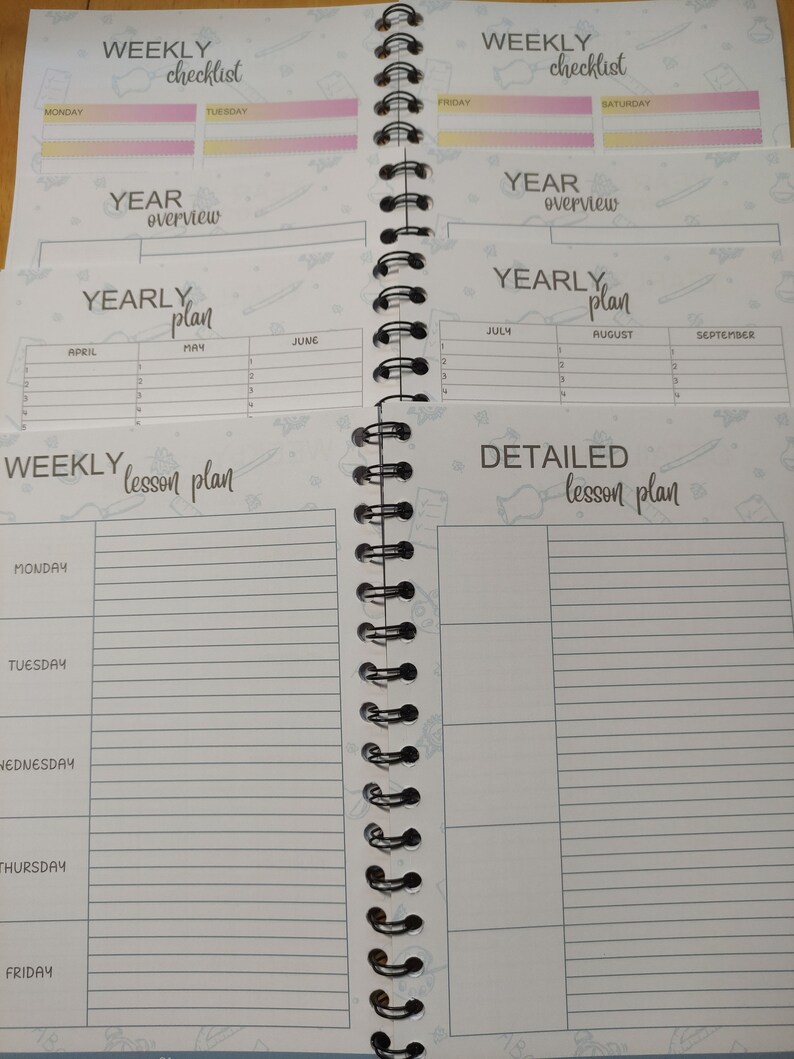 A5 Teacher Planner Lesson Notebook Daily Organiser Productivity Spiral ...