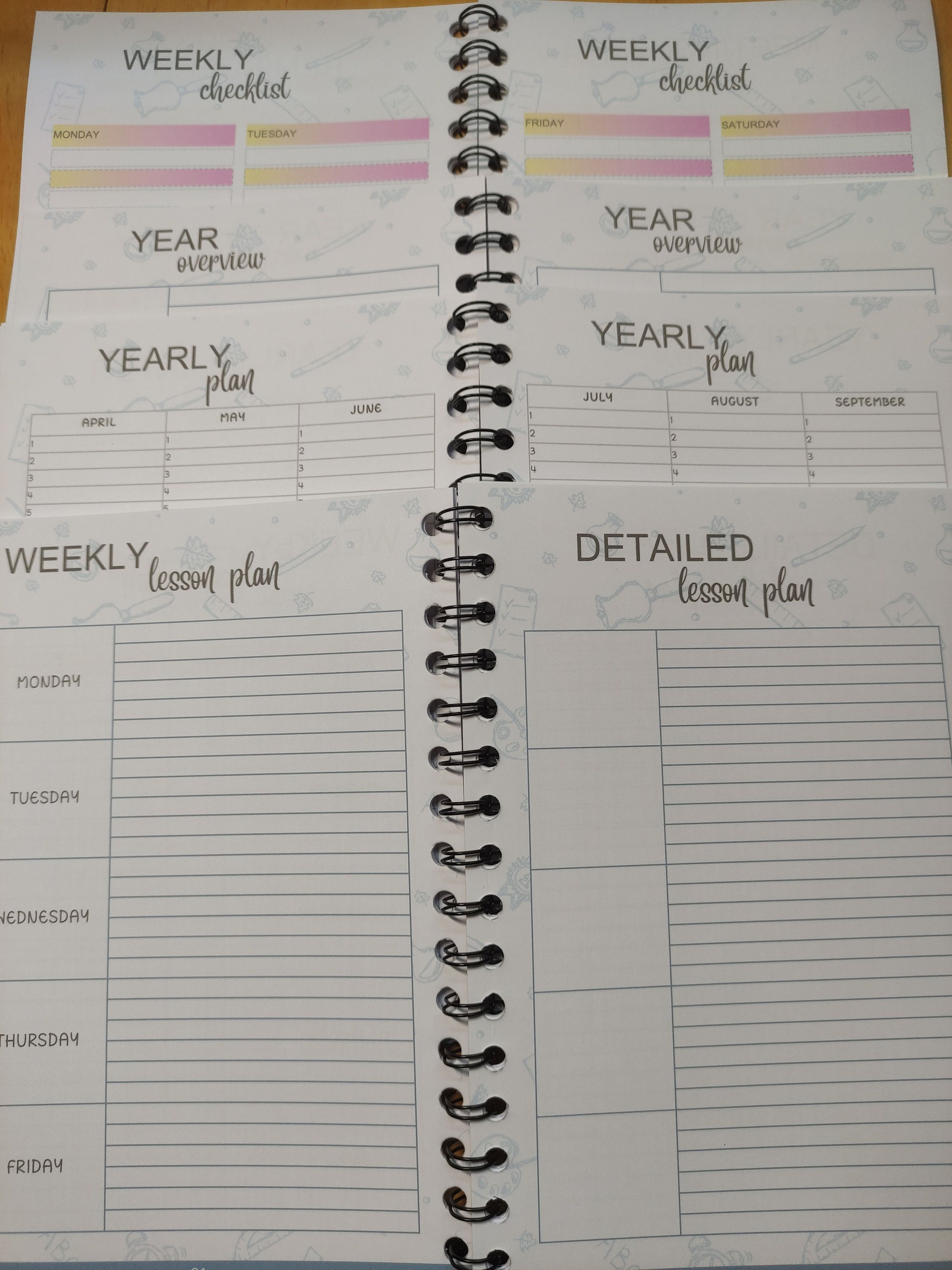 A5 Teacher Planner Lesson Notebook Daily Organiser Productivity Spiral ...