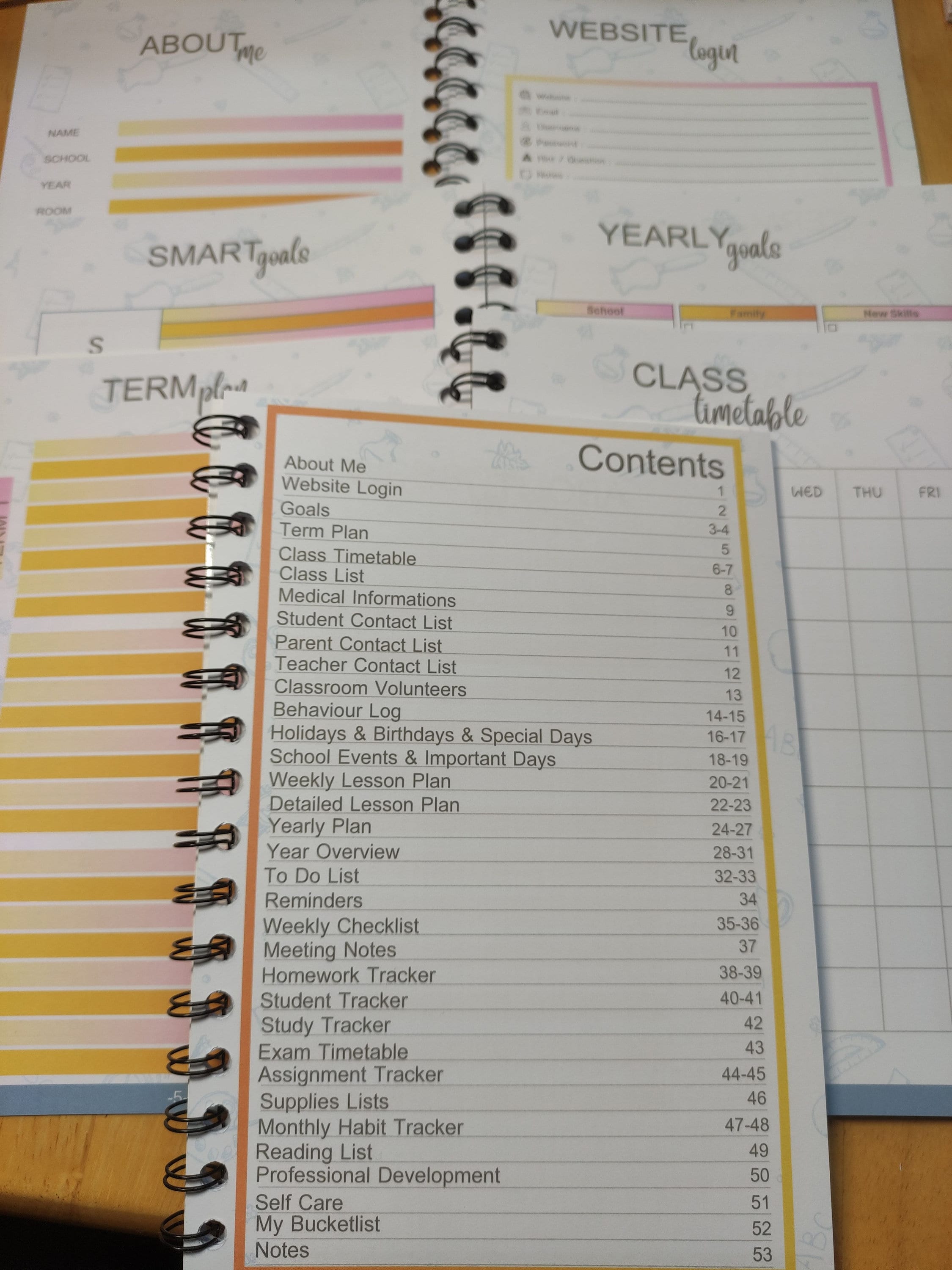 A5 Teacher Planner Lesson Notebook Daily Organiser Productivity Spiral ...