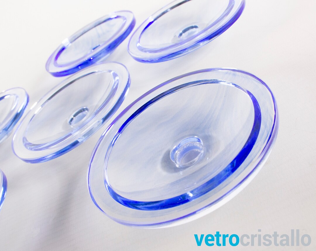 Vintage Light Blue Glass Bobeche Saucers: Chandelier Cups, Set of 6 - Etsy