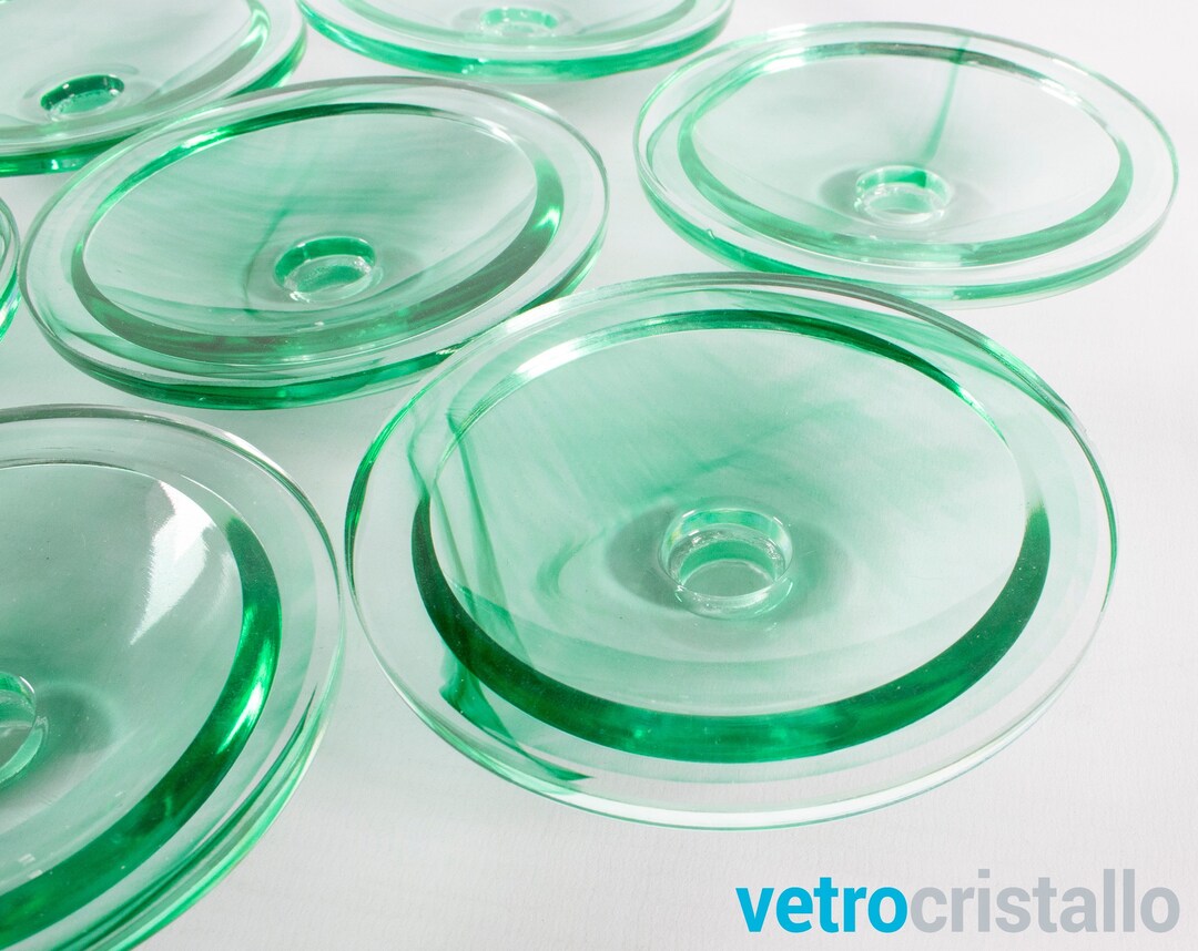 Set of 6 Vintage Green Glass Bobeche Chandelier Saucers (90mm) - Etsy