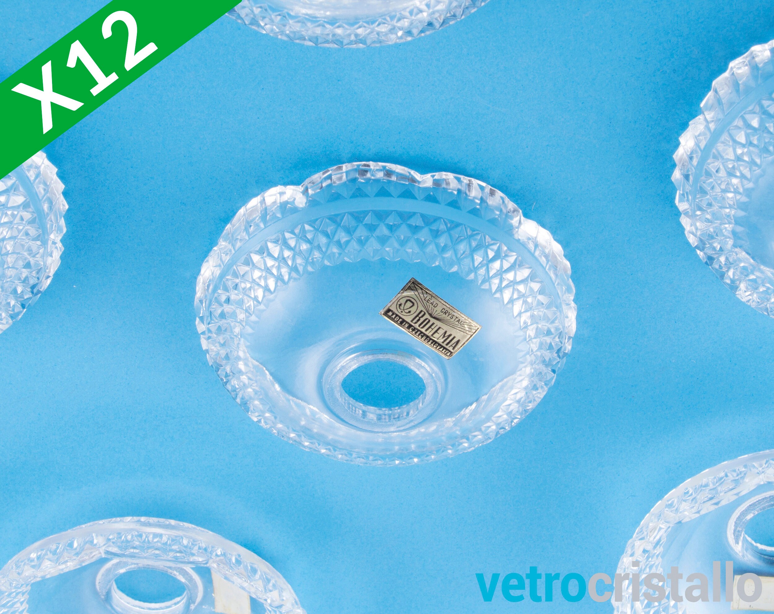 Set of 12 Pcs Bohemian Crystal Bobeche Diameter 10 Cm Height 3 Cm, 5 ...