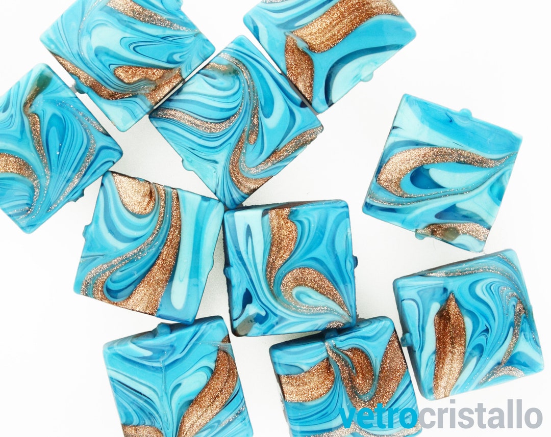 Lot 10 Pieces Squashed Square Murano Glass Bead Ø14 Mm - Etsy