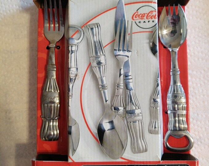 Vintage Coca-cola Flatware Set-classic Bottle-17 Pc-service for 4 - New ...