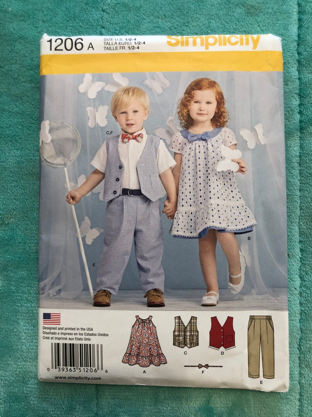 Simplicity Sewing Pattern #1206 - Boy/girl Sizes 1/2 - 4 - New in ...