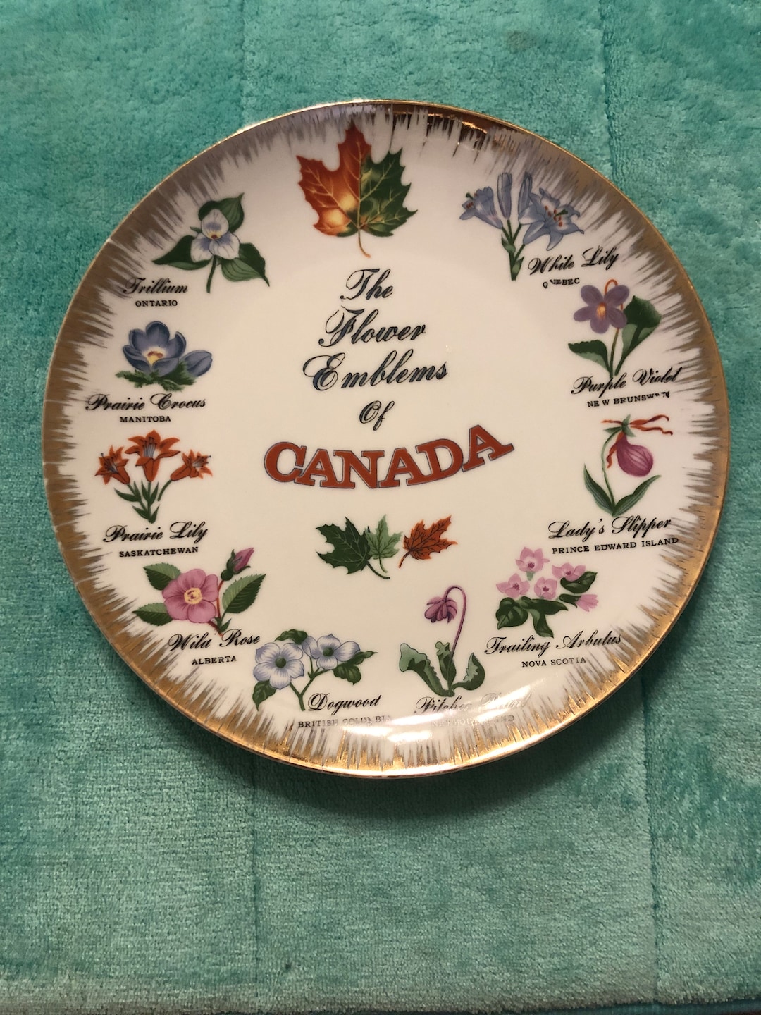 The Flower Emblems of Canada Plate - Hand Painted - JM3575 - FREE ...