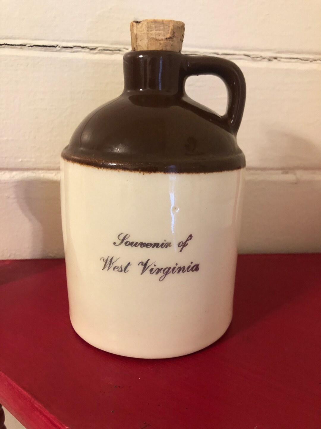Vintage Small Brown and Tan Moonshine Crock - Souvenir of West Virginia ...