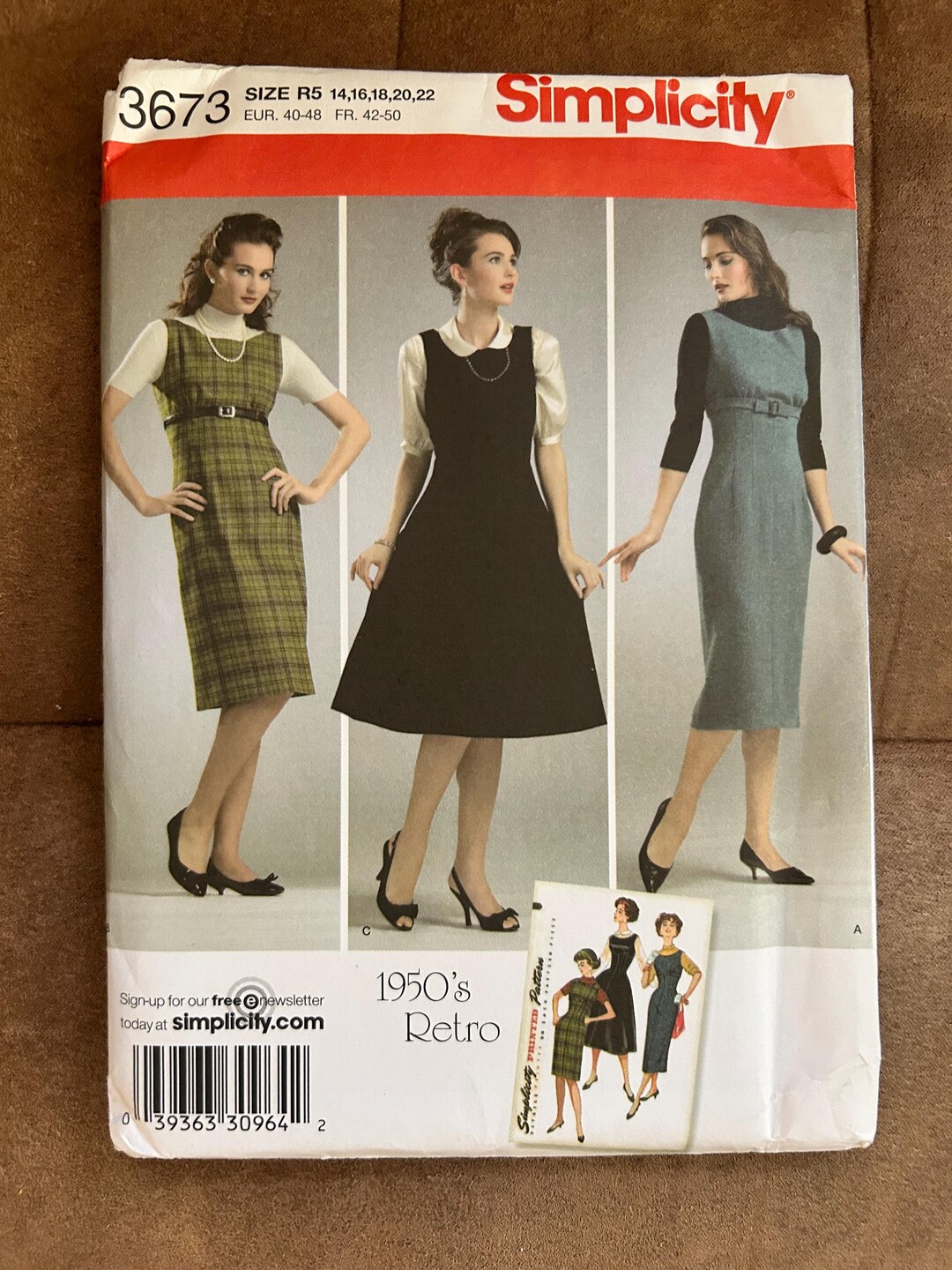 Simplicity Sewing Pattern #3673-1950s Retro Lady's Dress Pattern-sizes ...