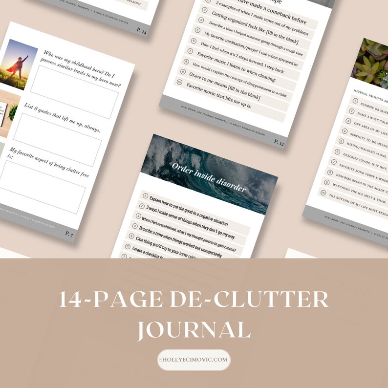 200 Journal Prompts for De-cluttering & Relaxation - 14-page Printable ...
