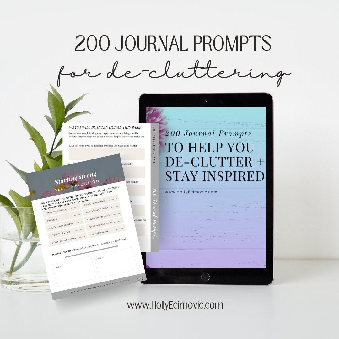200 Journal Prompts for De-cluttering & Relaxation - 14-page Printable ...