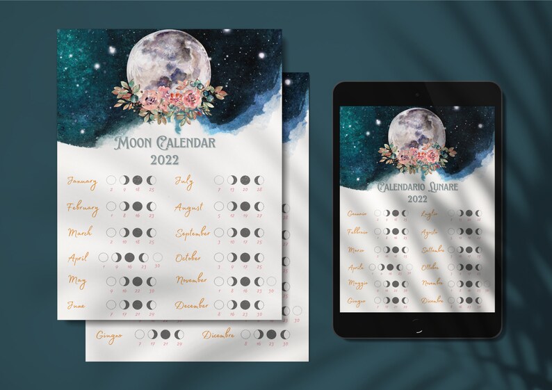 Moon Calendar |lunar Calendar in | English and Italian Version | Home ...