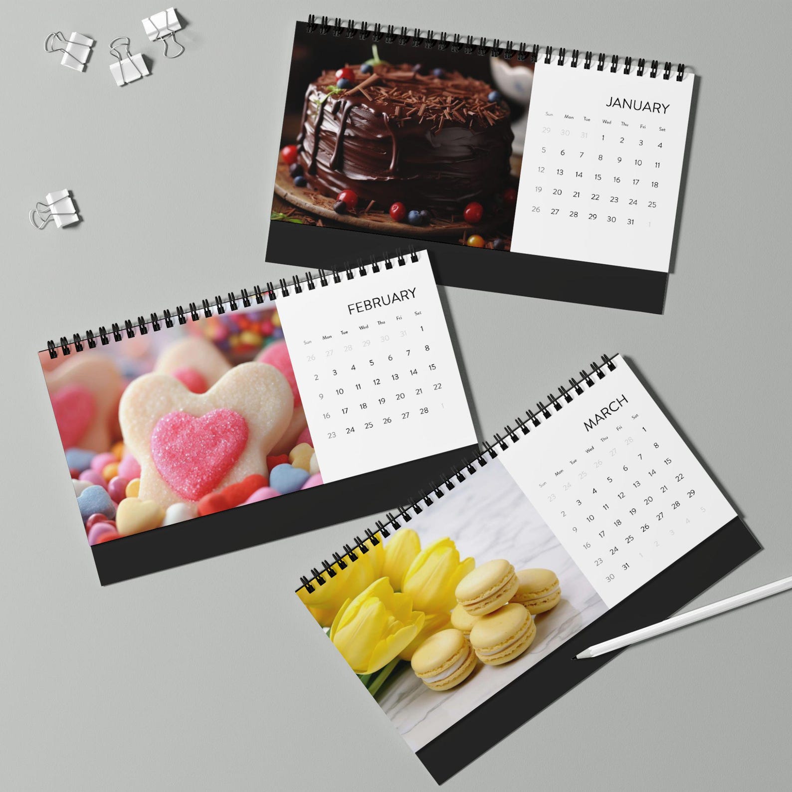 Desk Calendar, 2025 Photos of Desserts and Pastries, Foodie Gift ...