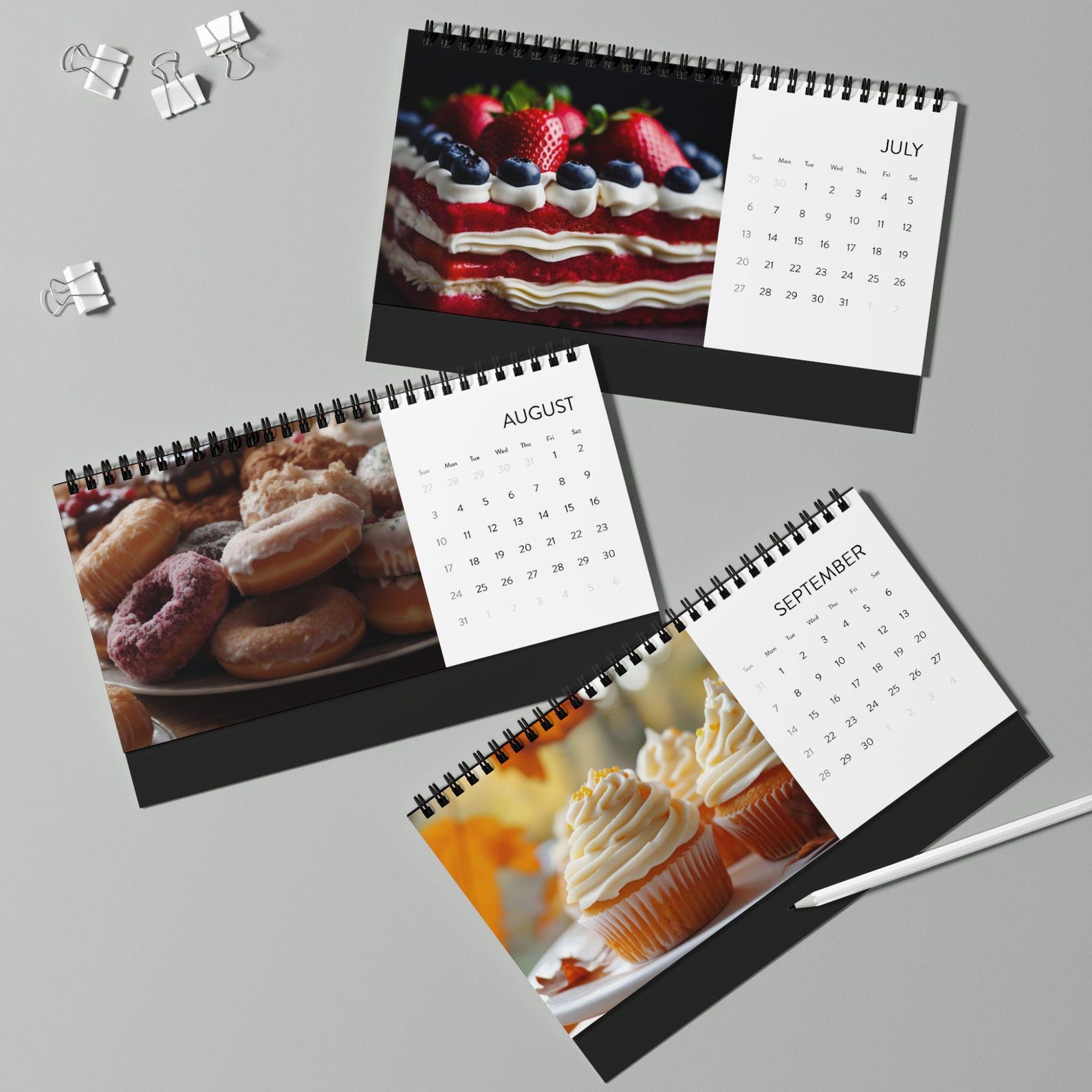 Desk Calendar, 2025 Photos of Desserts and Pastries, Foodie Gift ...