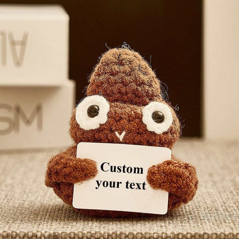Funny Crochet Poo Plushy Custom Text Tiny Crochet Poo Desk Decor Gifts ...