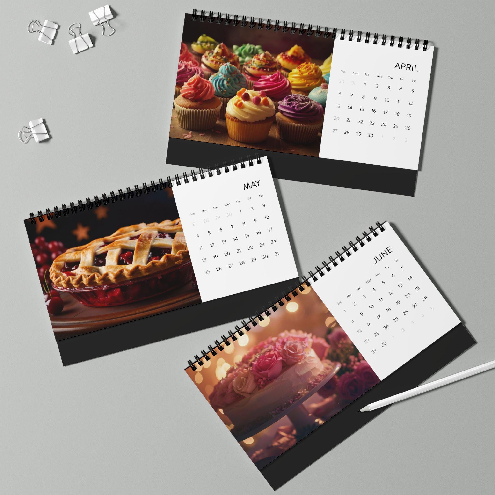 Desk Calendar, 2025 Photos of Desserts and Pastries, Foodie Gift ...