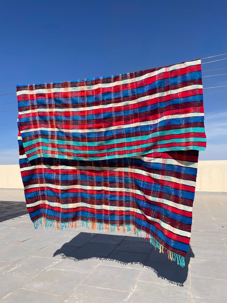Unique Vintage Handwoven Moroccan Berber Blanket - Handmade Moroccan ...