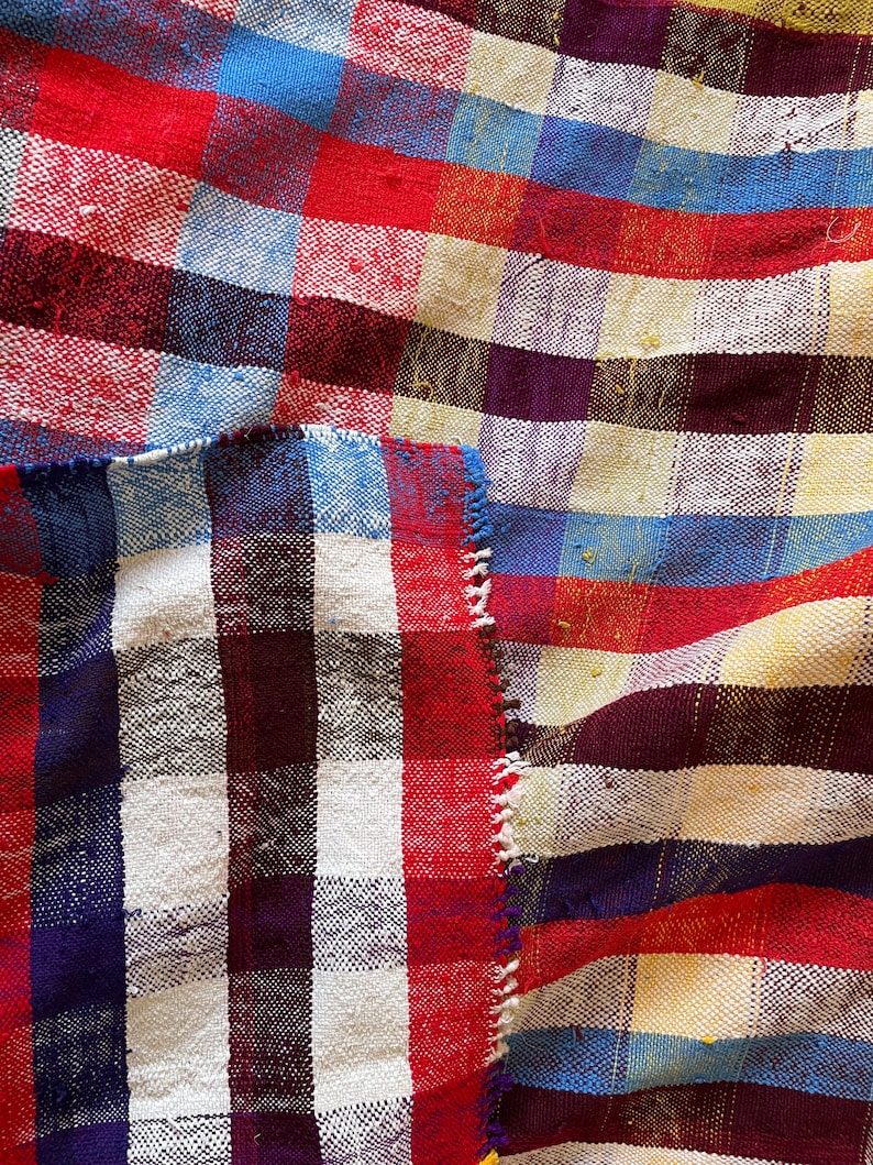 Multicoloured Vintage Handwoven Moroccan Berber Blanket With A Unique ...