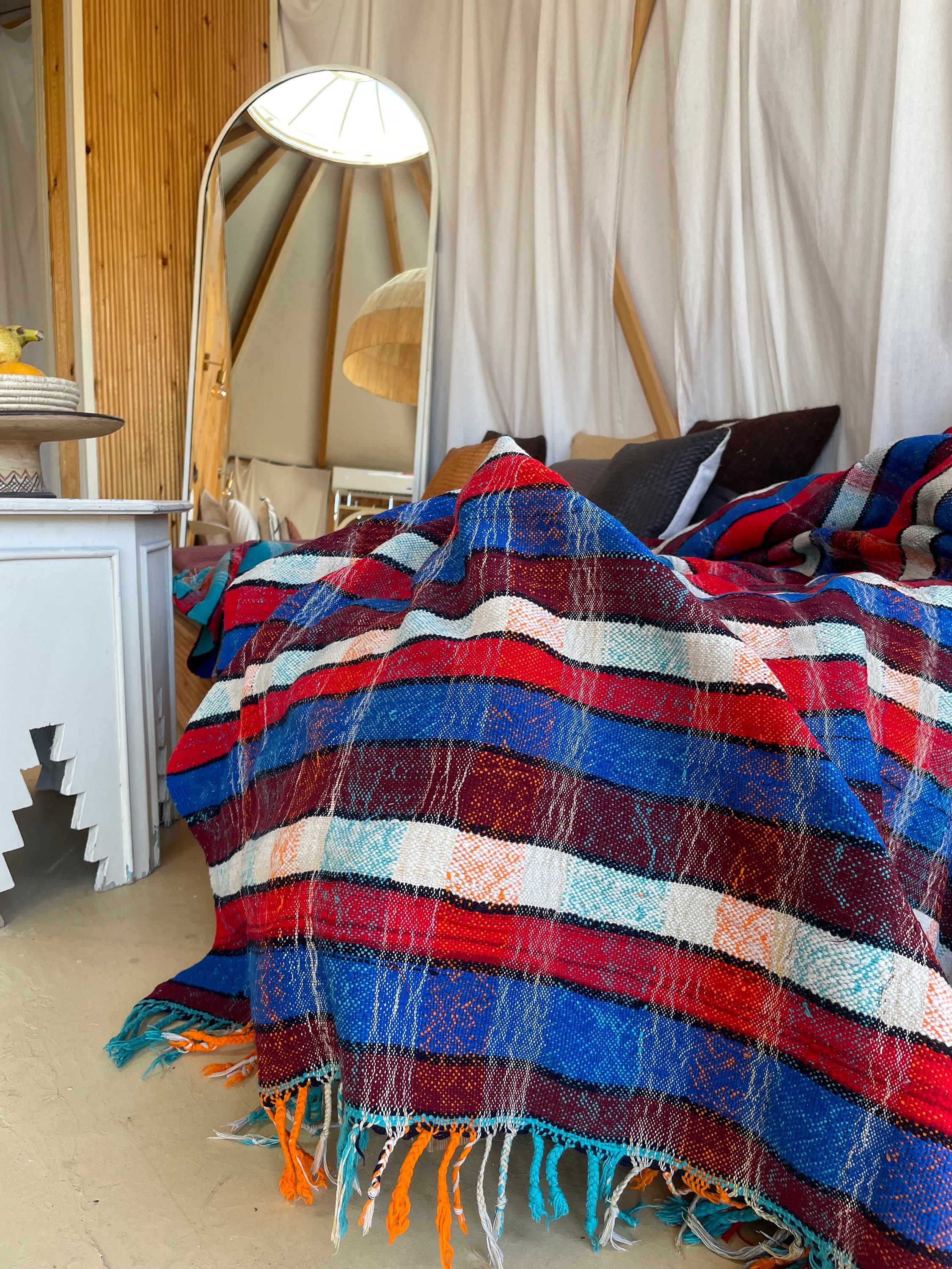 Unique Vintage Handwoven Moroccan Berber Blanket Handmade Moroccan ...