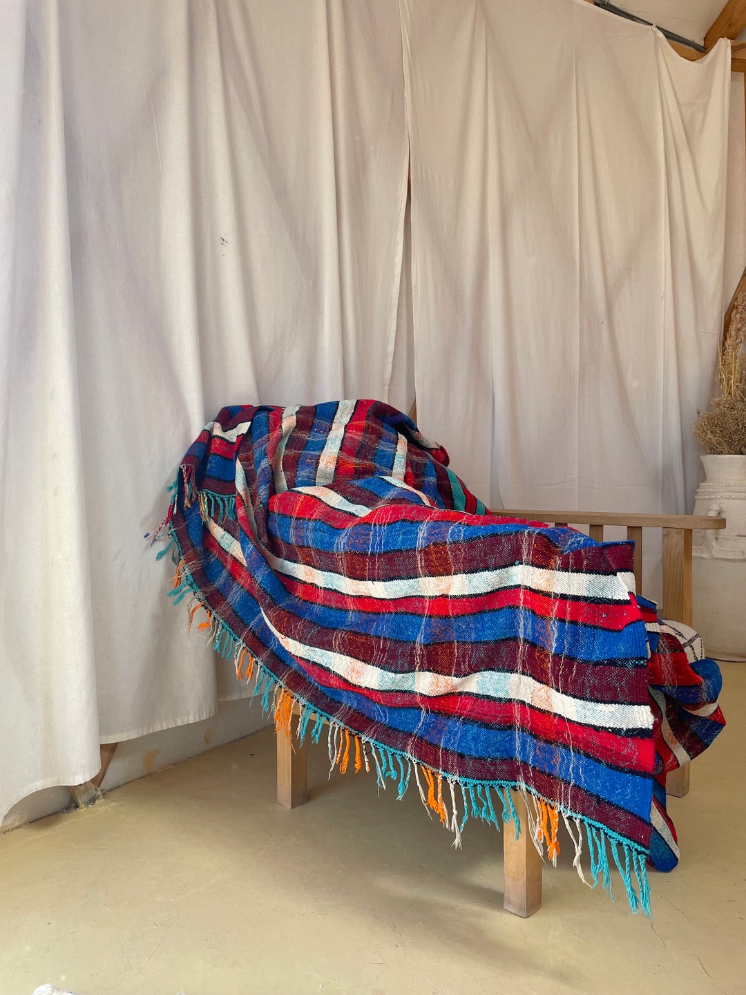 Unique Vintage Handwoven Moroccan Berber Blanket - Handmade Moroccan ...