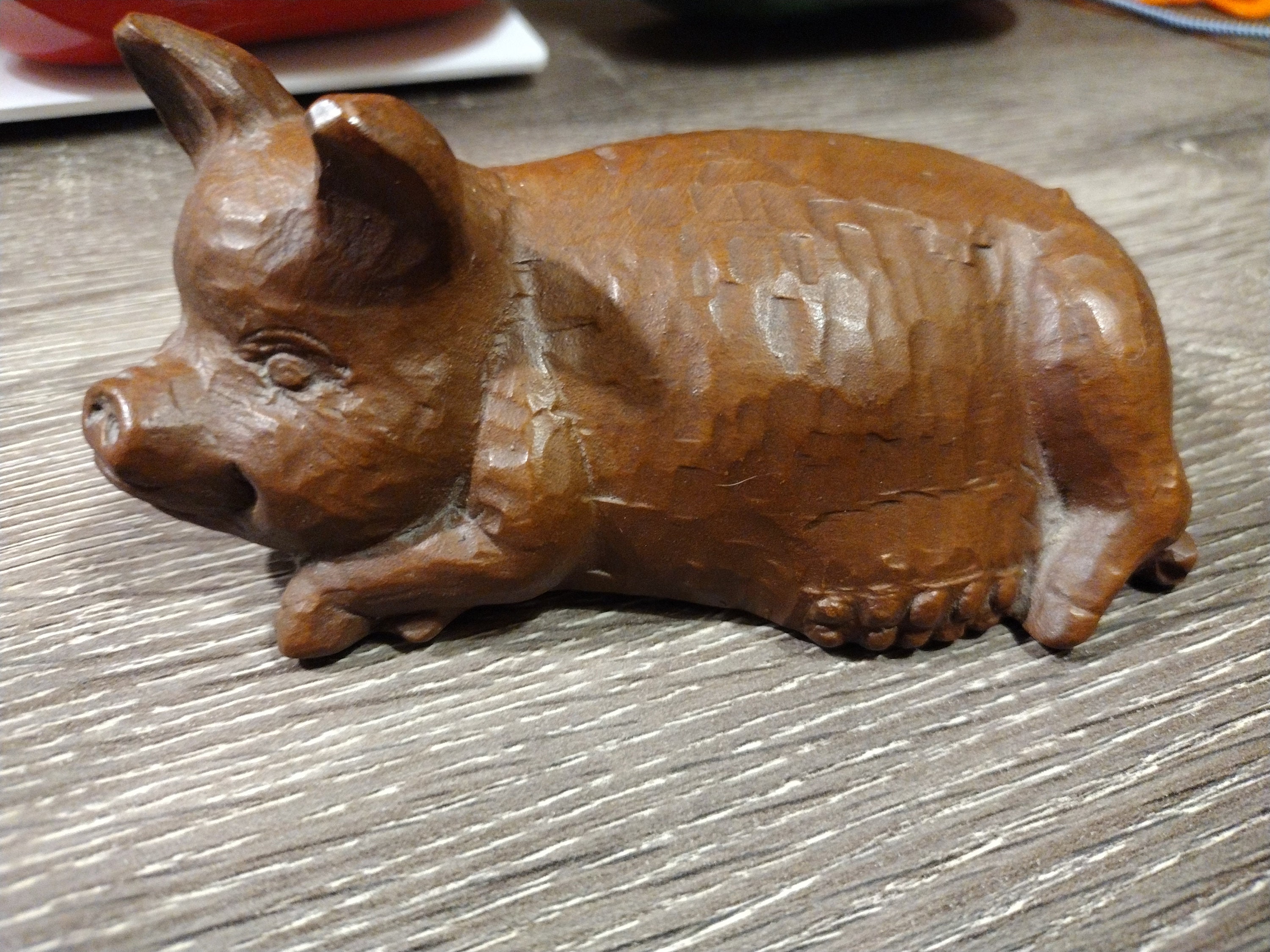 Red Mill Smiling Laying Pig Figurine Hand Crafted Pecan Shells - Etsy