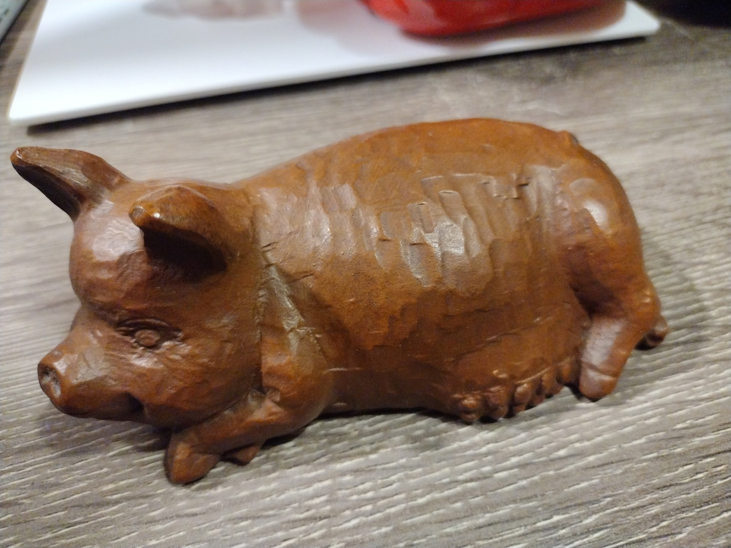 Red Mill Smiling Laying Pig Figurine Hand Crafted Pecan Shells - Etsy