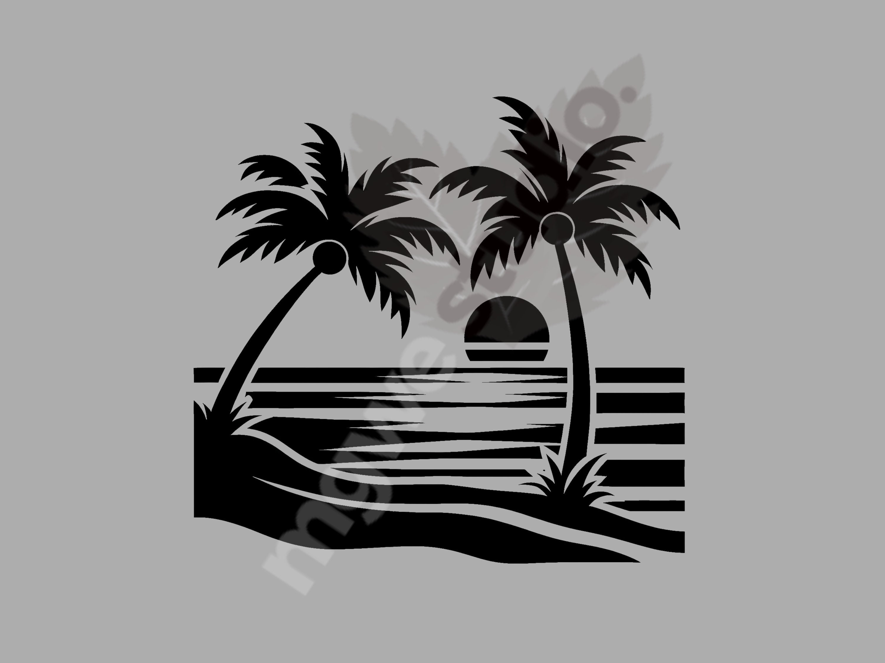 Beach Scene SVG Bundle: Tropical Island Palm Tree Designs (digital ...