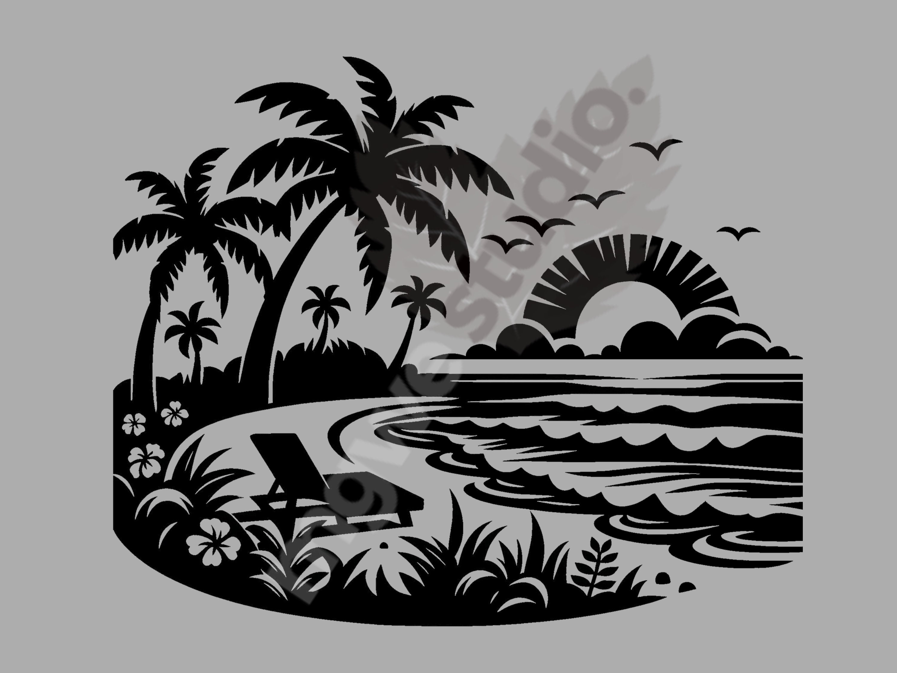 Beach Scene SVG Bundle Beach Life Svg Ocean Sunset Palm Tree Island ...