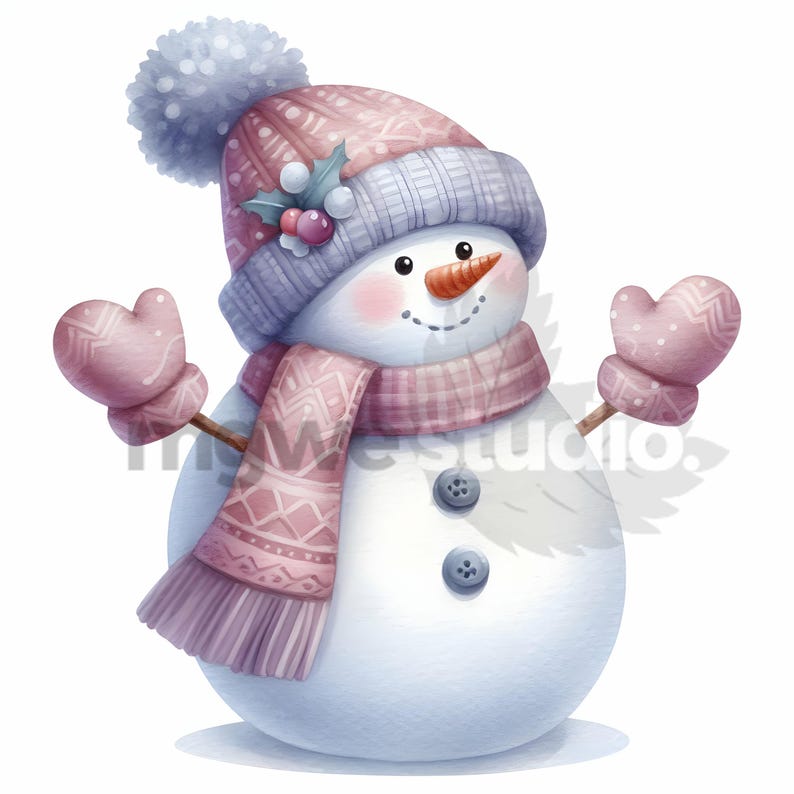 Watercolor Snowman Clipart: Winter JPG Art (digital Download) - Etsy