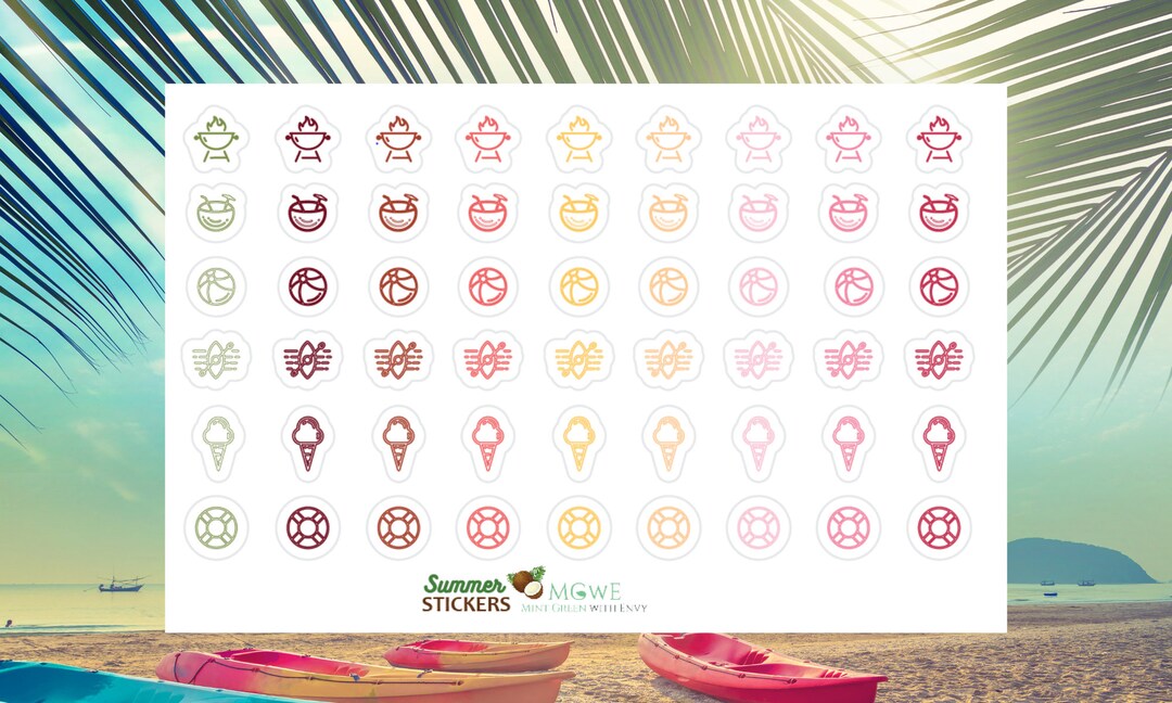 Summer Sticker for Planner Icons for Organizer Sticker for Calendar ...