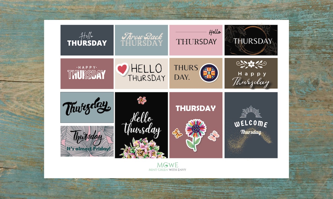 Planner Essentials for Daily Planning for Thursday Stickers for Weekly ...