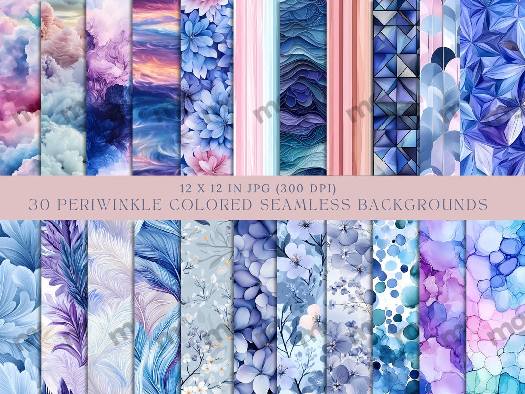 Periwinkle Floral Digital Paper: Seamless Pastel Backgrounds (JPG ...