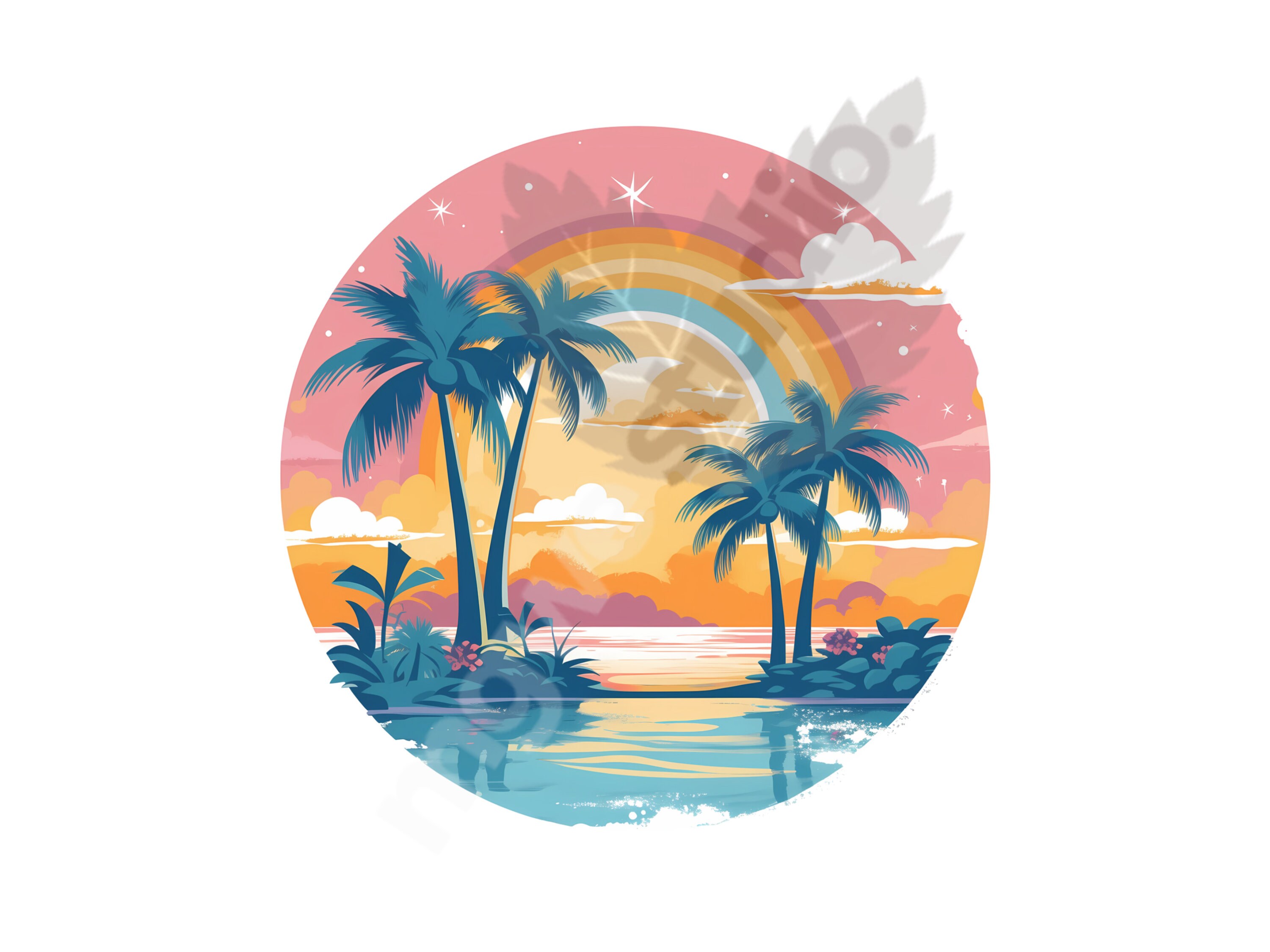Tropical Rainbow Clipart: Beach Digital Art Prints (PNG, SVG) - Etsy