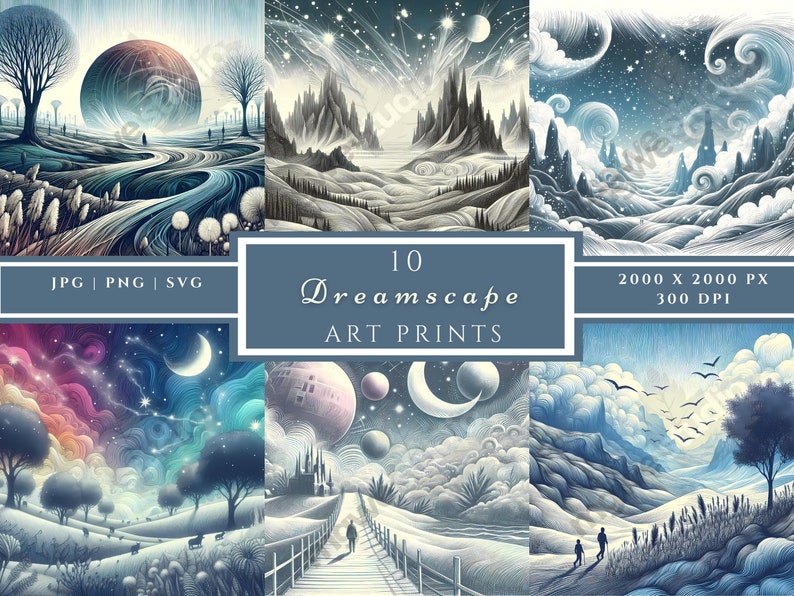 Dreamscape Clipart Bundle: 10 Fantasy Art Designs (SVG, JPG, PNG) - Etsy