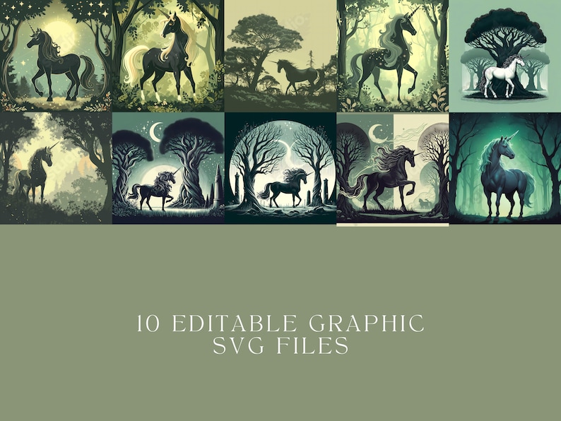 Unicorn Clipart: Fantasy Fabled Unicorn Art Prints (PNG, SVG Digital ...